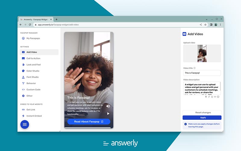 Answerly FacePop - Self Service Powerhouse For Your Website