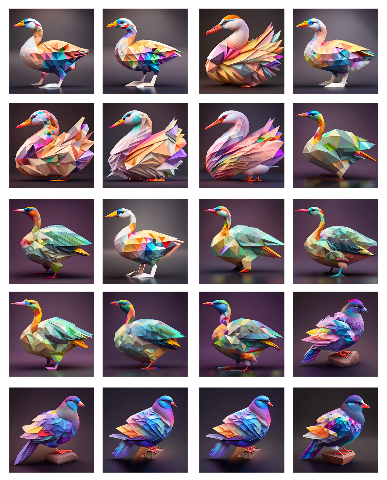 200+ 3D Colorful Geometric Animal Images | Extended License