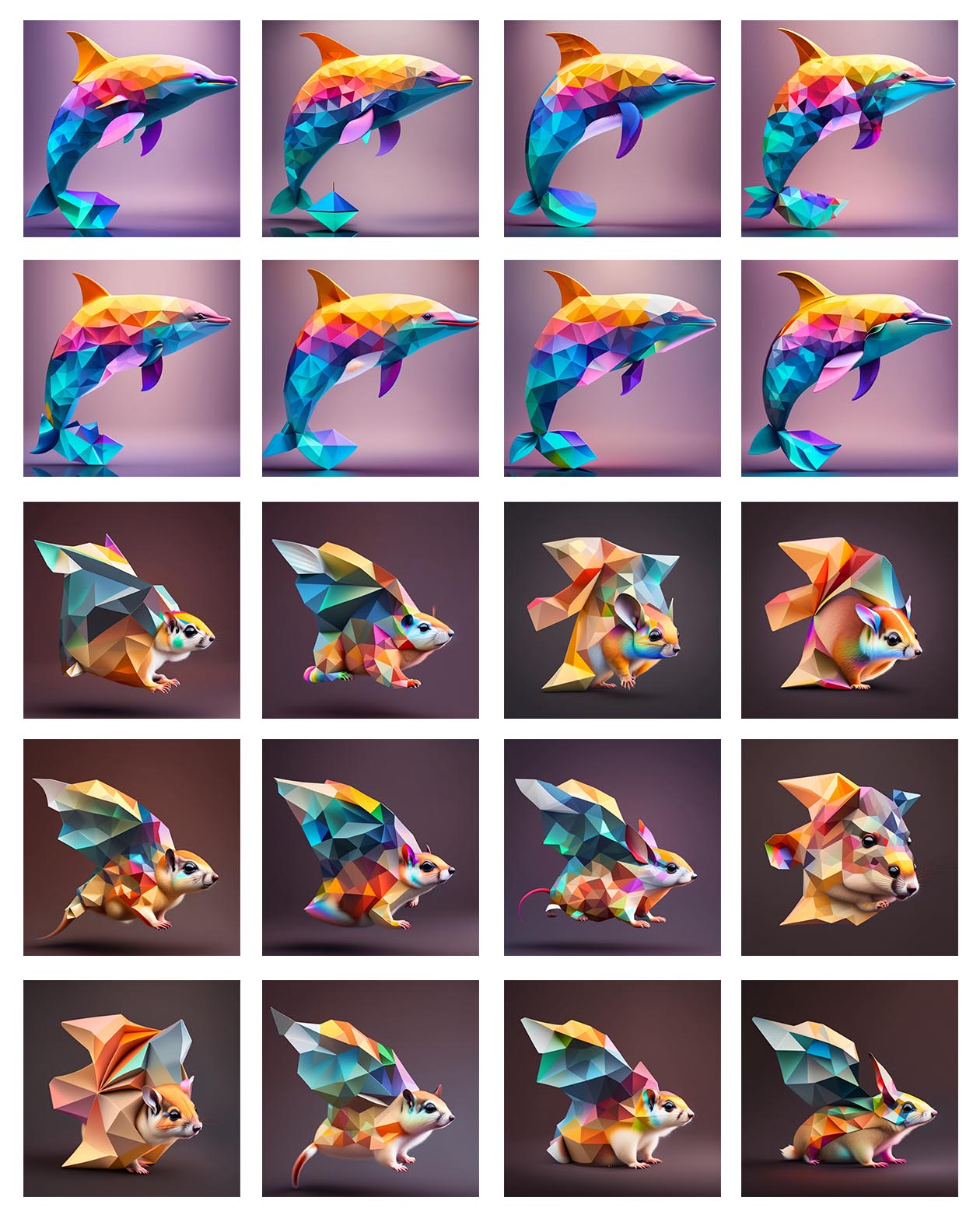 200+ 3D Colorful Geometric Animal Images | Extended License