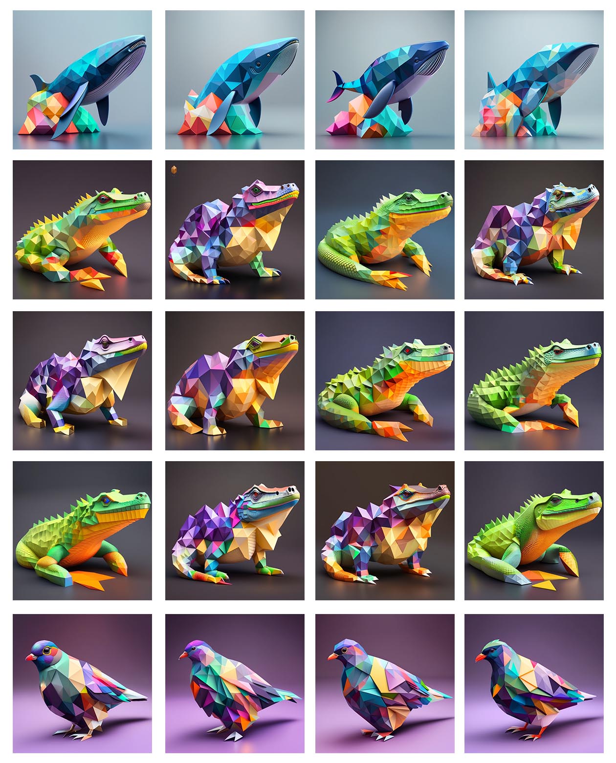 200+ 3D Colorful Geometric Animal Images | Extended License