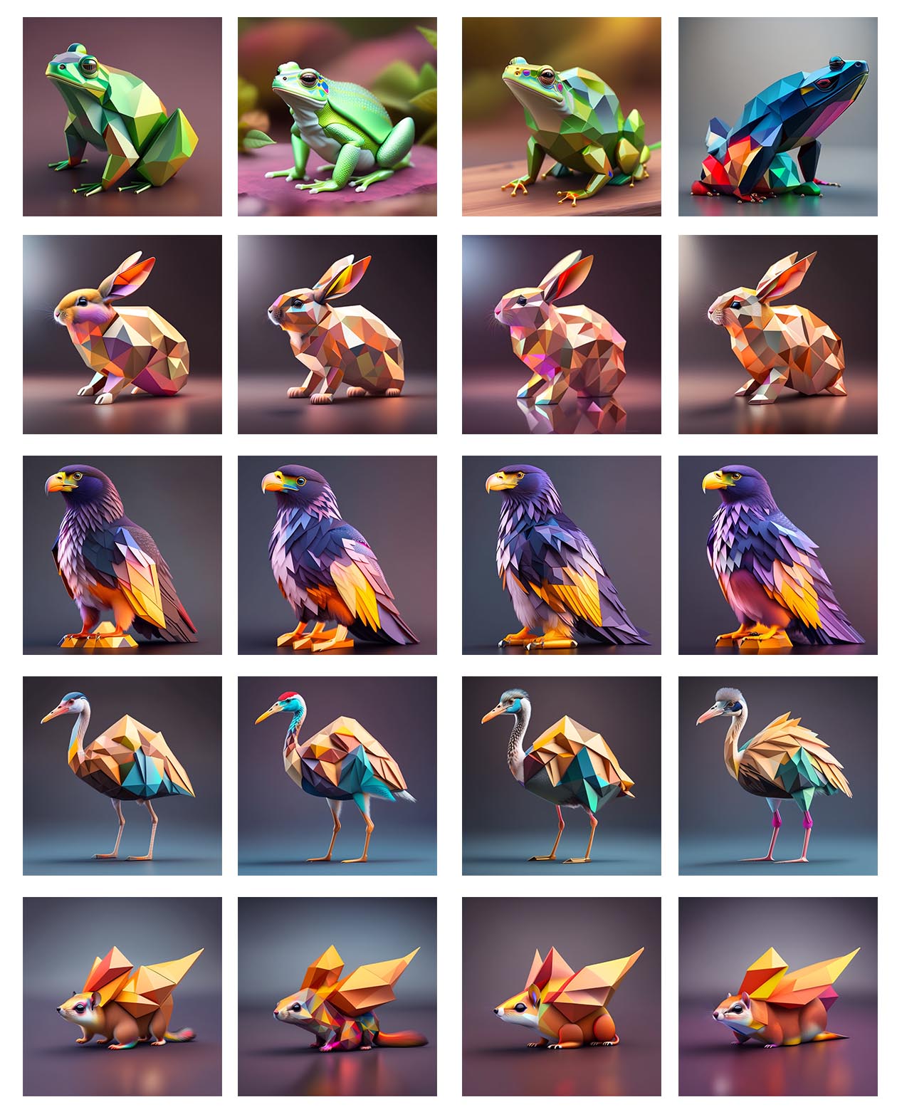 200+ 3D Colorful Geometric Animal Images | Extended License