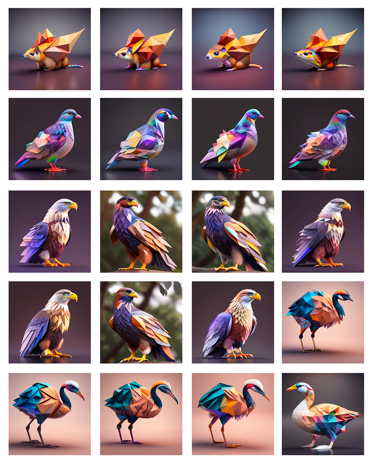 200+ 3D Colorful Geometric Animal Images | Extended License