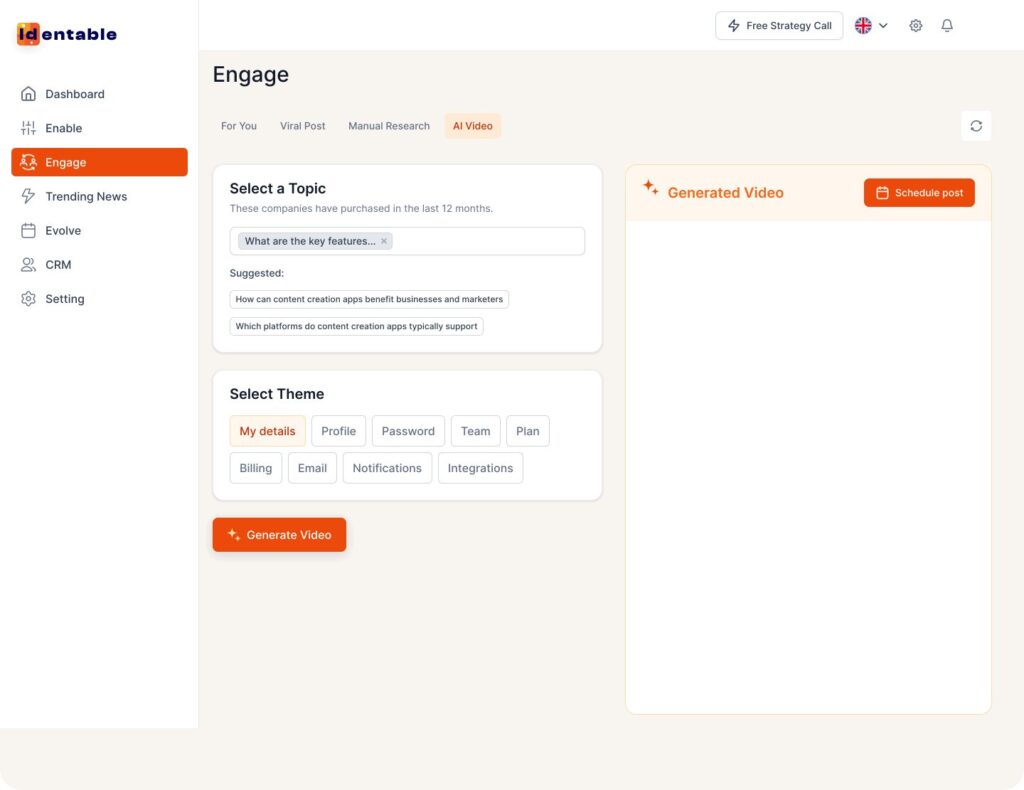 Identable - Generative AI & LinkedIn Post Scheduling Tool
