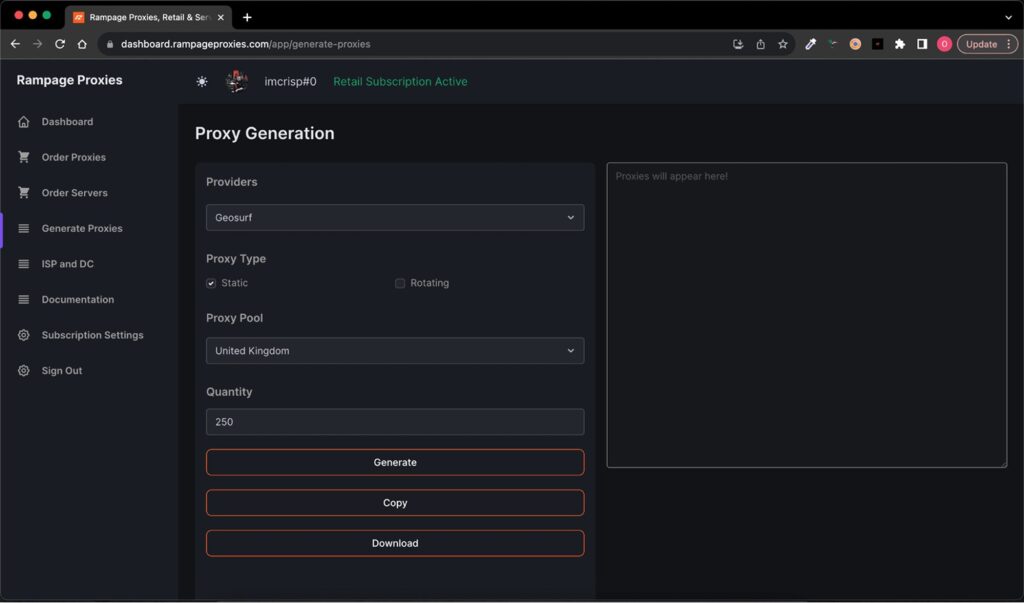 Rampage Retail - Upstream Proxy Provider - Annual Deal