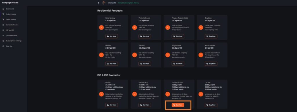 Rampage Retail - Upstream Proxy Provider - Annual Deal