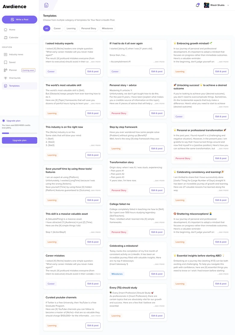 Awdience - LinkedIn Post Creator & Scheduler | Annual Deal