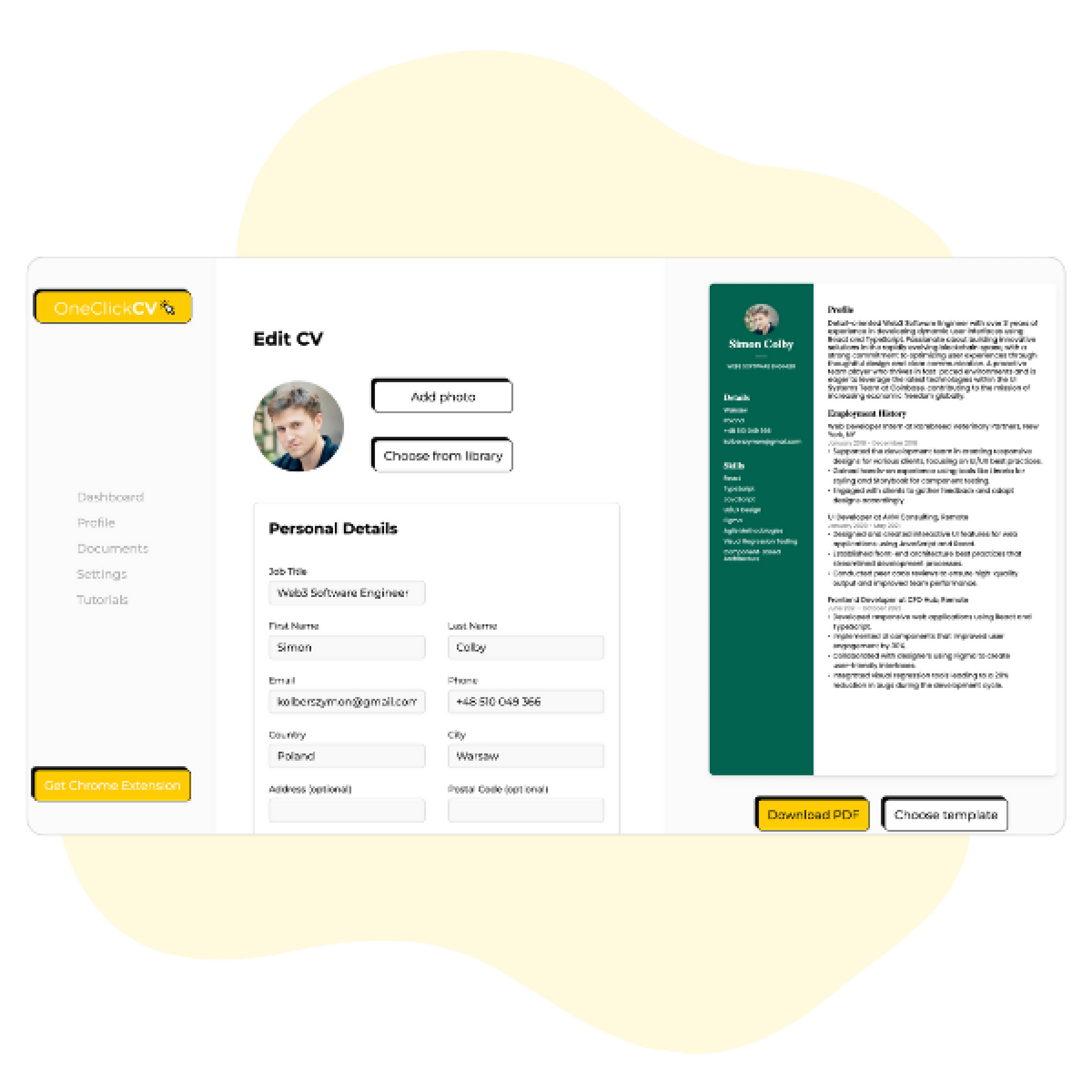 OneClickCV - Online CV Builder - Lifetime Access | DealFuel