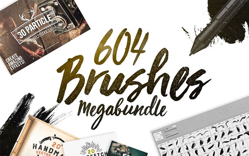 600+ Brushes for Photoshop Bundle | InkyDeals