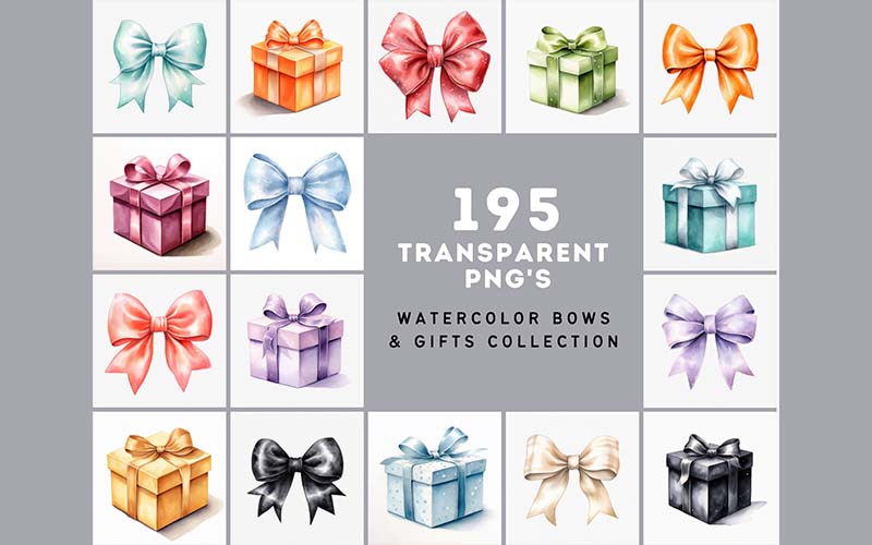 195 Watercolor Bows & Watercolor Gifts Collection | InkyDeals