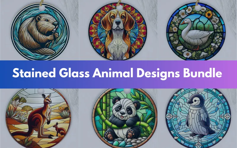 100+ PNG Stained Glass Animal Designs | Extended License