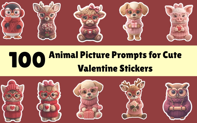 Animal Picture Prompts - Cute Valentine Stickers | DealFuel
