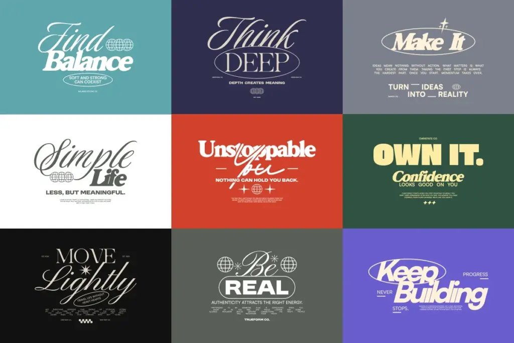 200 Aesthetic Typography Graphics Bundle | Extended License