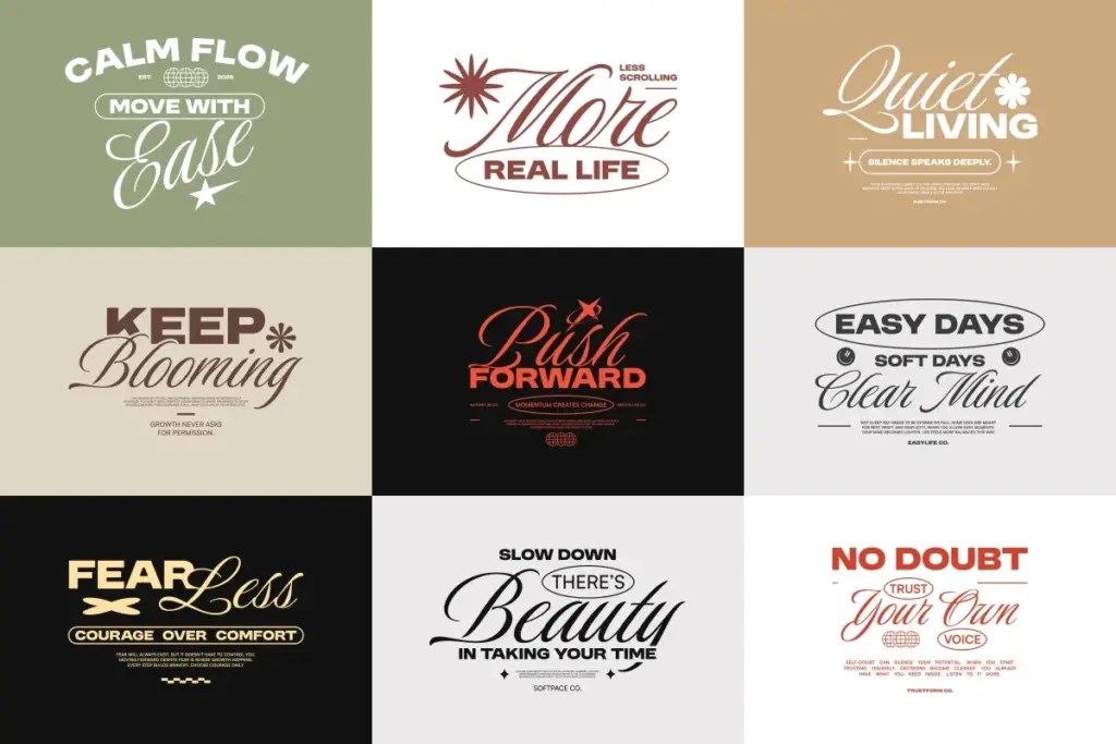 200 Aesthetic Typography Graphics Bundle | Extended License